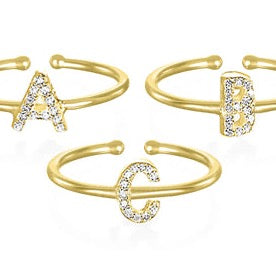 Diamond & Gold Initial Ring-All Letters – Amelia Rose Design